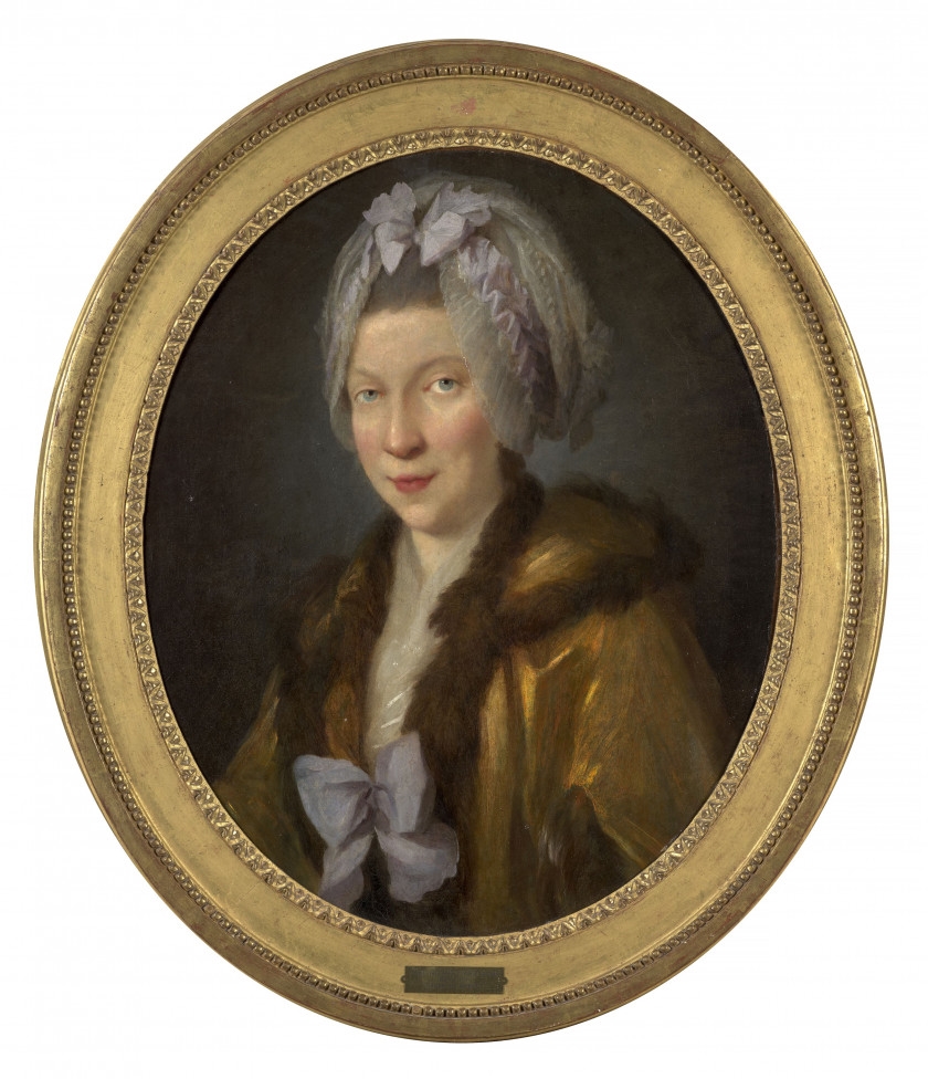 Anne Vallayer-Coster | Portrait de femme au manteau bordé de fourrure ...