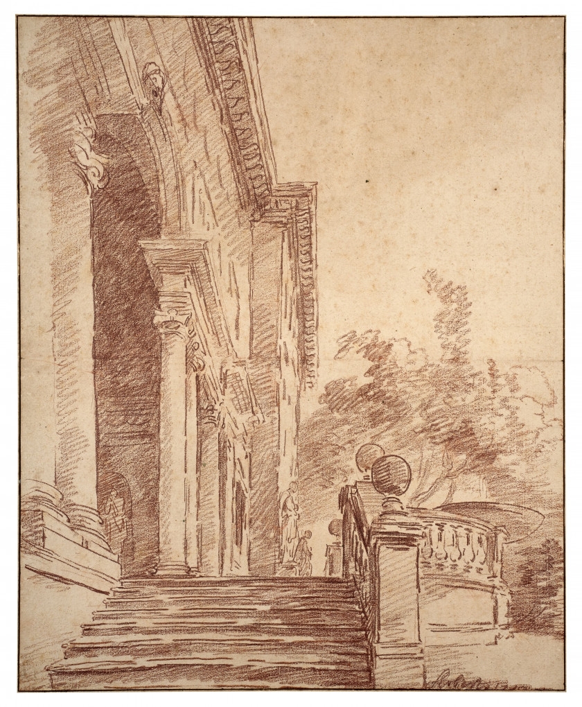 Hubert Robert | Vue de la façade orientale de la villa Médicis à Rome ...