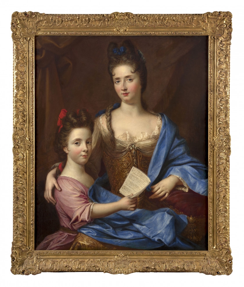 François de Troy | Portrait d'une dame de qualité et de sa fille tenant ...