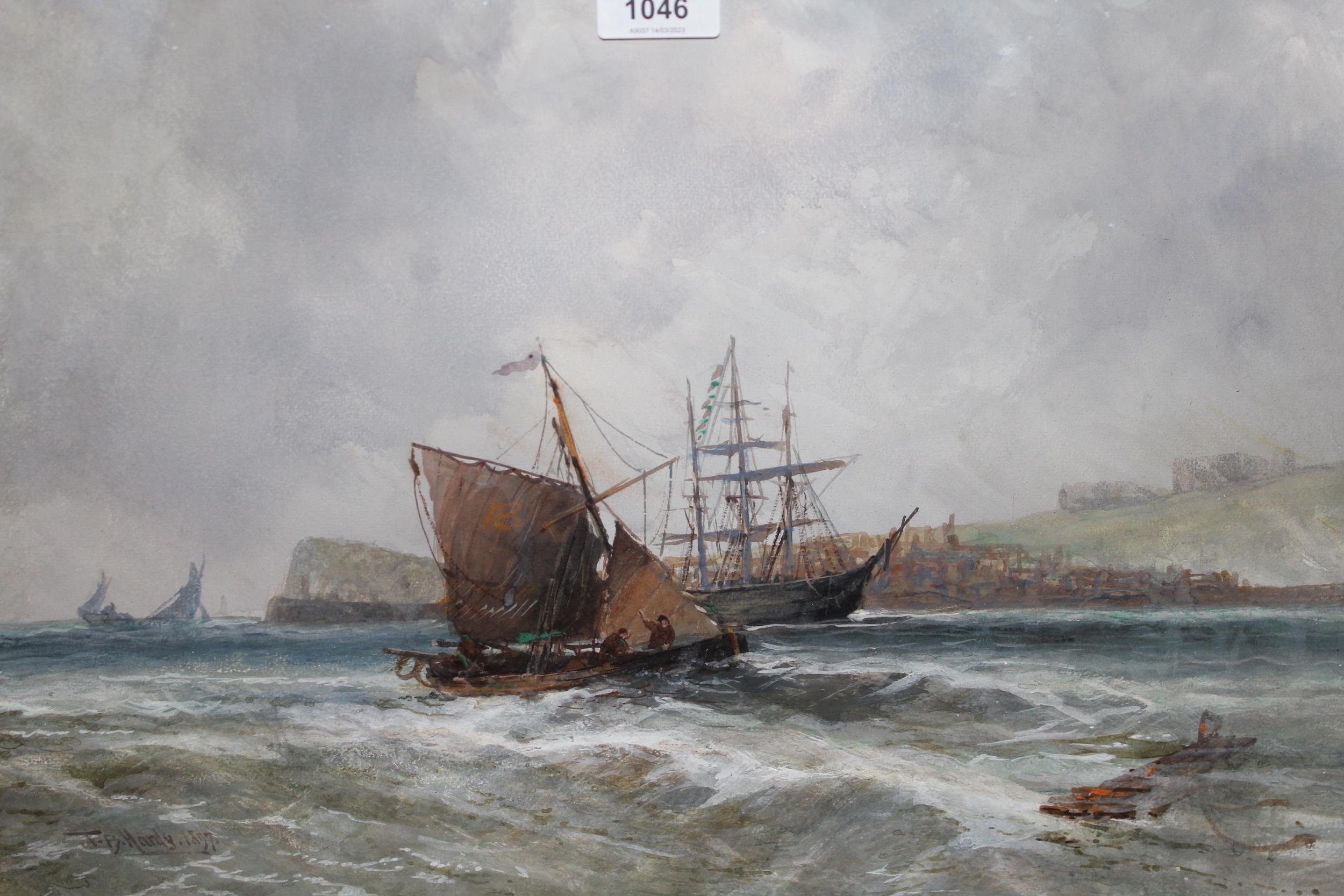 Thomas Bush Hardy | Sailing vessels off the Whitby coast (1897) | MutualArt