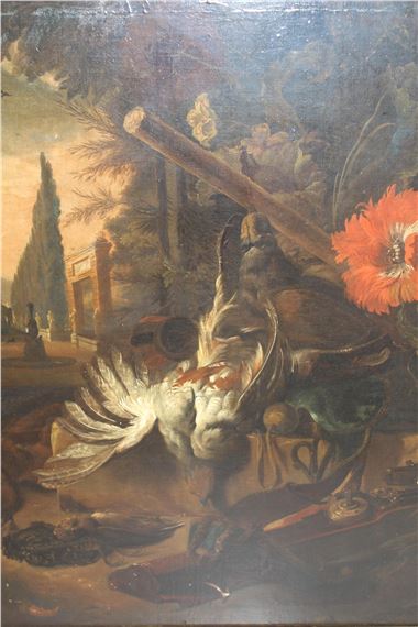 Jan Baptist Weenix | Still life of dead game, flowers and other objects ...