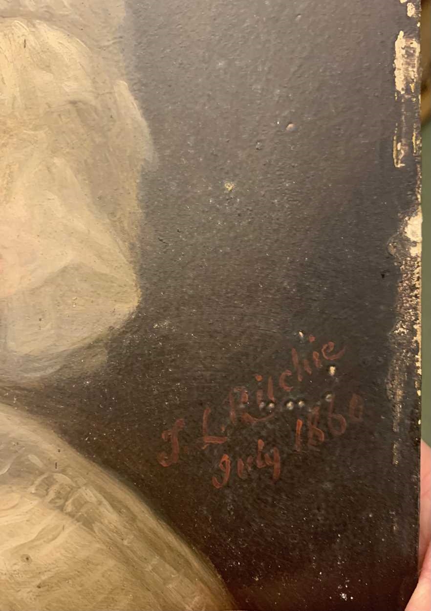 J. L. Ritchie | Portrait of a lady in a white dress (1860) | MutualArt