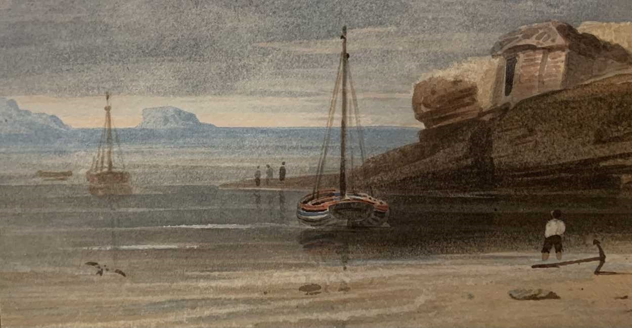 John Varley | View of a cottage on the Northumberland coast, possibly ...