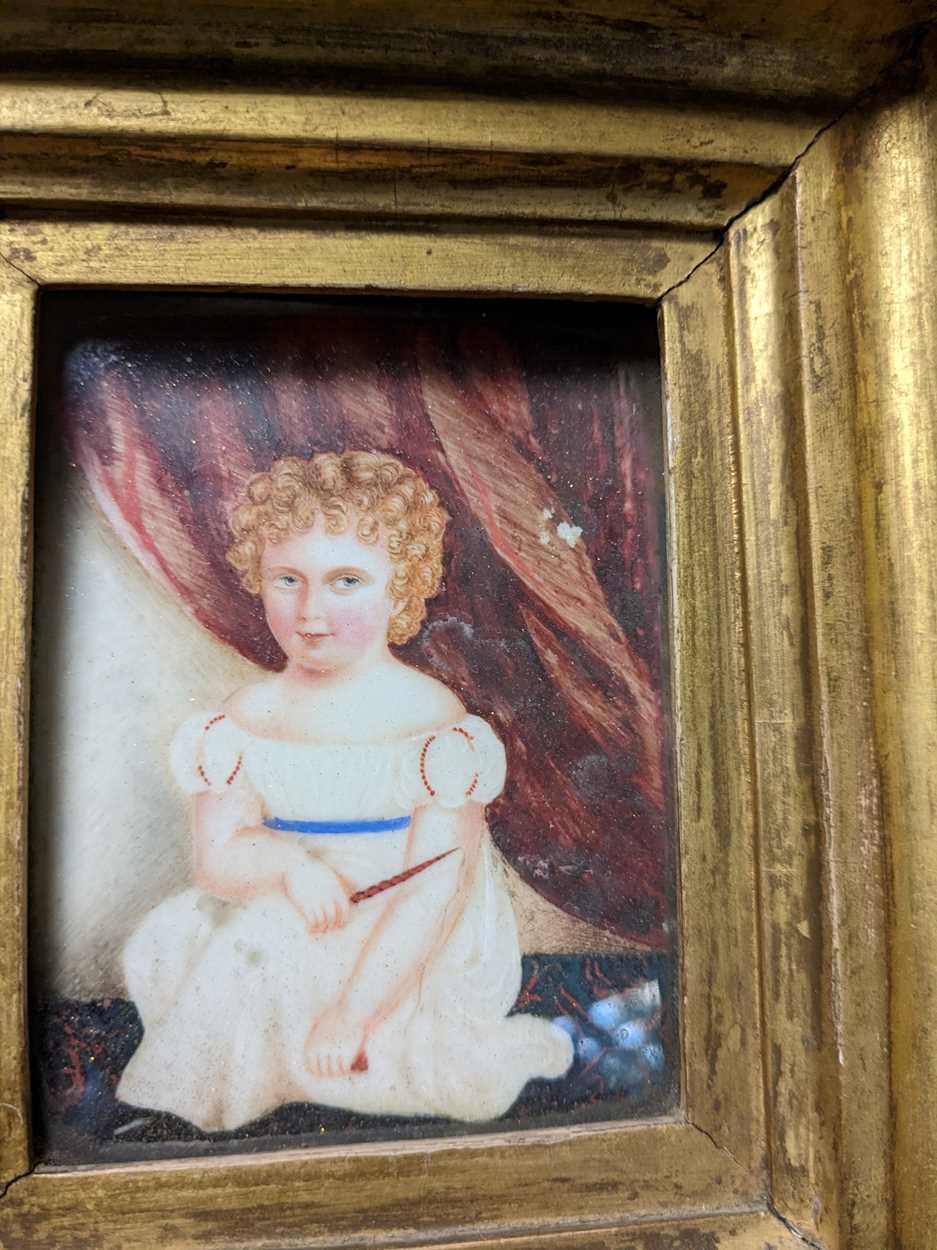 Sarah Biffin | Portrait miniature of a child in a white dress, seated ...