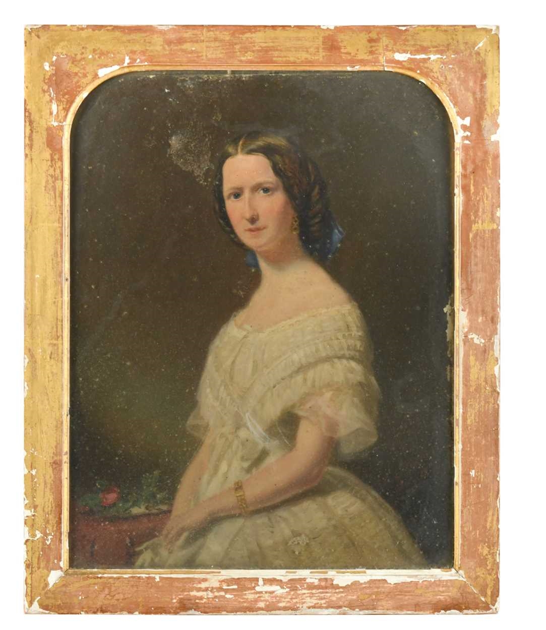 J. L. Ritchie | Portrait of a lady in a white dress (1860) | MutualArt