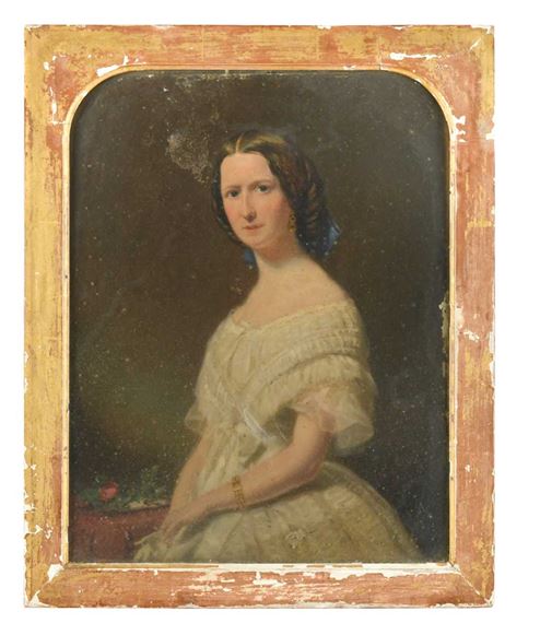 J. L. Ritchie | Portrait of a lady in a white dress (1860) | MutualArt