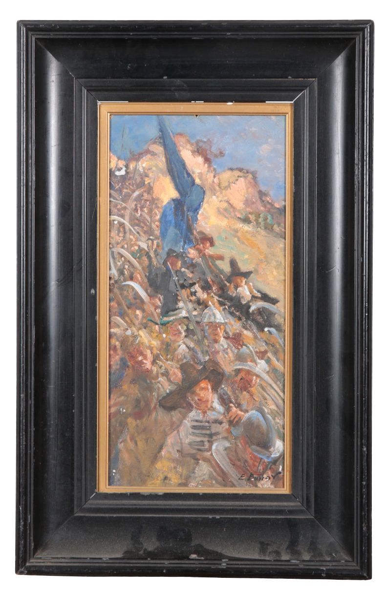 Edgar Bundy | A sketch of a procession of soldiers | MutualArt