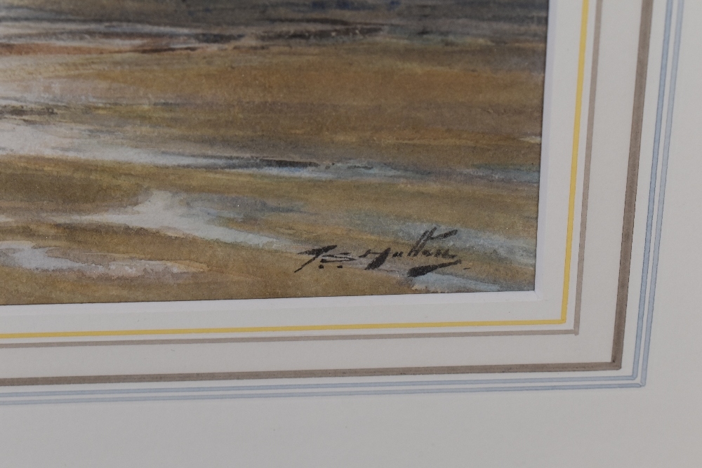 Thomas Swift Hutton | coastal scene at sunrise with figures and boats ...