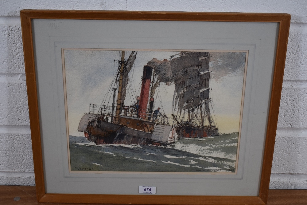 Frank Winston Shipsides | shipping scene with paddle steamer (1985 ...