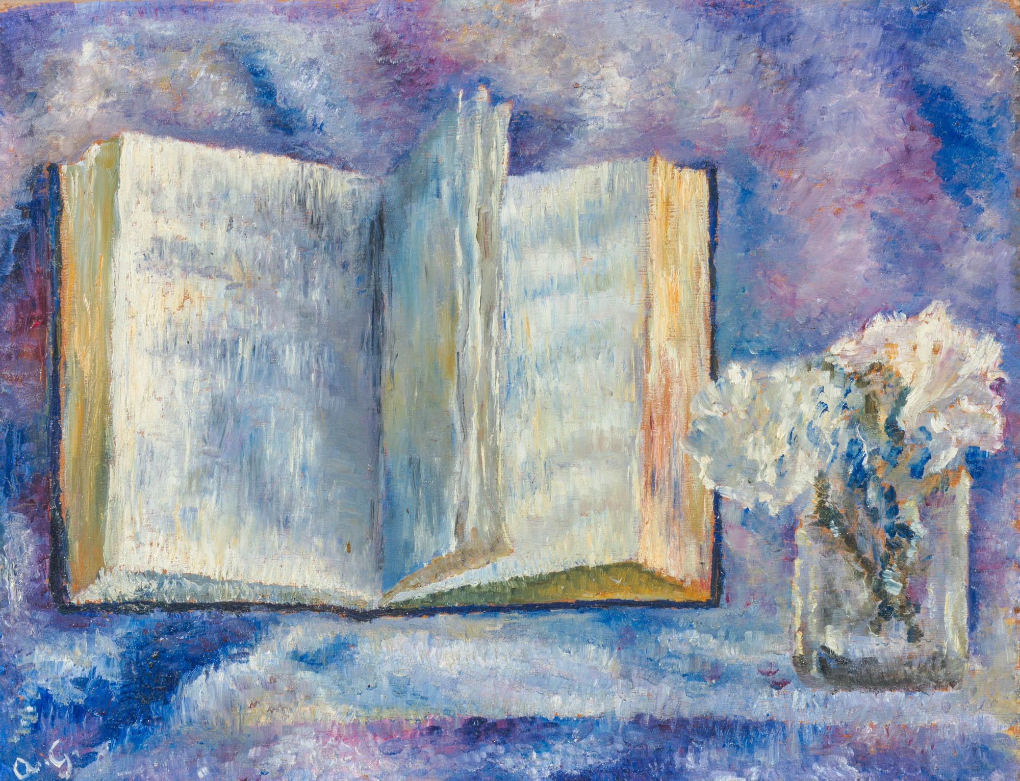 Augusto Giacometti | Stillleben mit Buch und weissen Alpenrosen | MutualArt