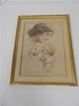 Henri Vincent Anglade | Mother and her child | MutualArt
