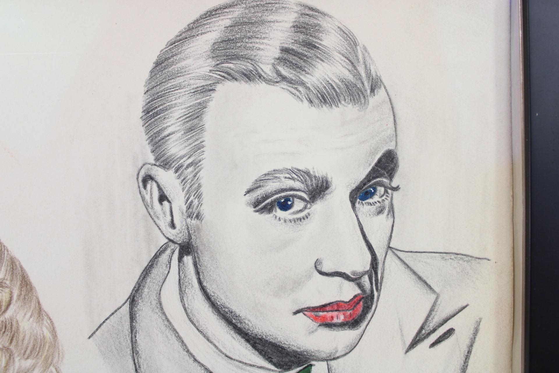 Eddie H. Bialec | Pair 1930s Outsider Art Movie Star Drawings | MutualArt