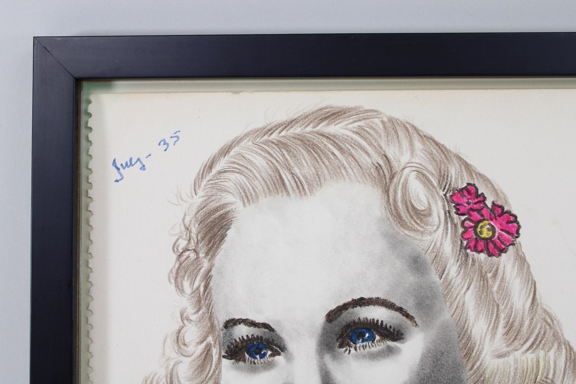 Eddie H. Bialec | Pair 1930s Outsider Art Movie Star Drawings | MutualArt