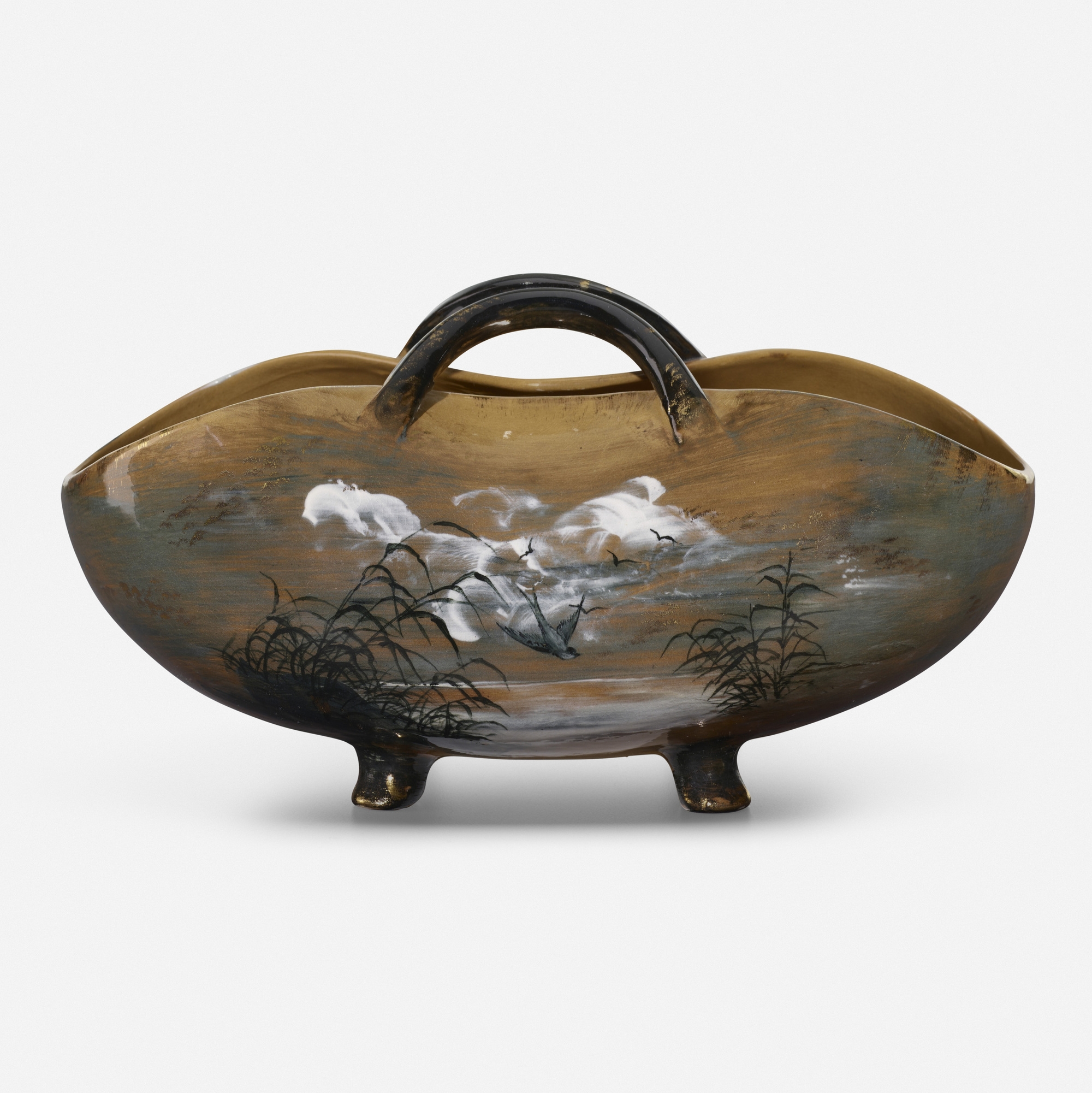 Albert Humphreys | Limoges style basket with swallows and grass (1882 ...