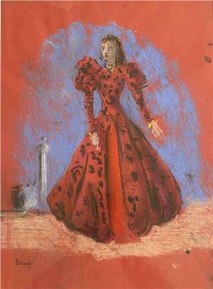 Christian Bérard | Projet de costume à la robe rouge | MutualArt