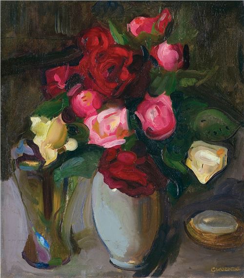 Gustaw Gwozdecki | MARTWA NATURA Z RÓŻAMI | MutualArt