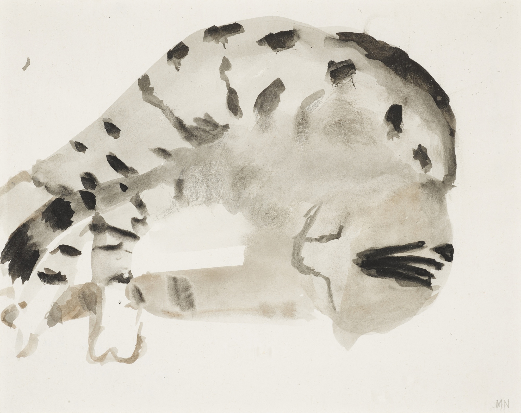 Mary Newcomb | Village with a figure and goats (1963) | MutualArt