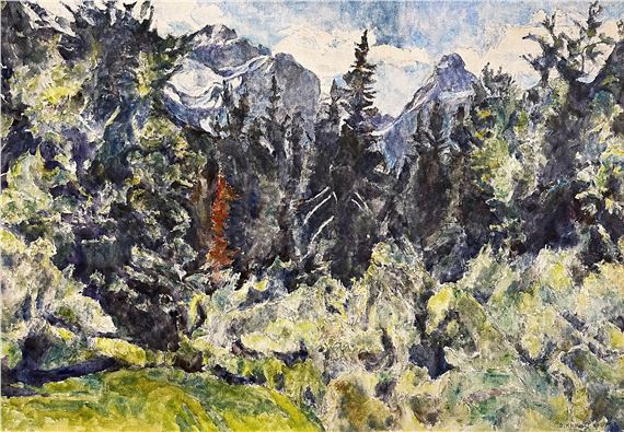 Dorothy Knowles | Landscape with Trees and Mountains (1969) | MutualArt