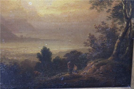 Anthony Vandyke Copley Fielding | Moonlit landscape with figures ...