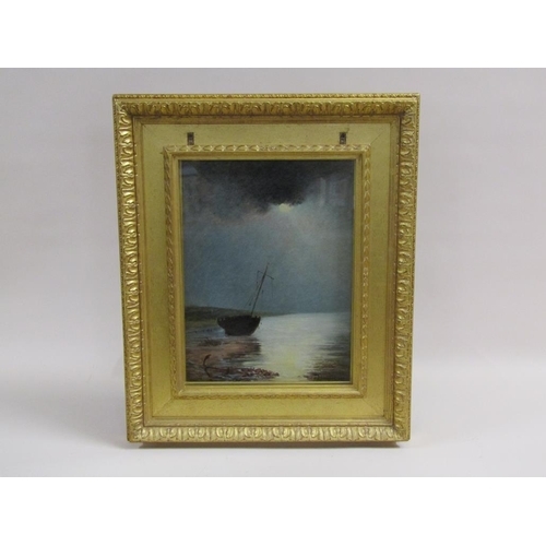 Richard Elmore | A beached sailing vessel in the moonlight (1897 ...