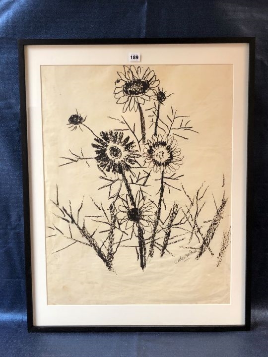 Althea McNish | A 1960 DESIGN FOR RUBRA, WITH STEMS OF FLOWERS IN BLACK ...