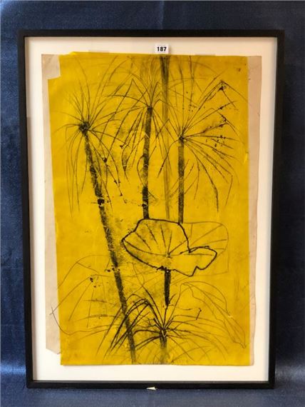 Althea McNish | DESIGN OF LILIES IN BLACK UNDER A SHEET OF YELLOW ...