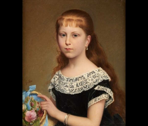 Giovanni Rota | Jeune fille à la corbeille de fleurs (1889) | MutualArt
