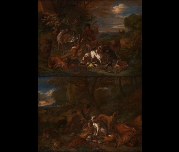 Adriaen de Gryef | Trophées de chasse avec chasseurs | MutualArt