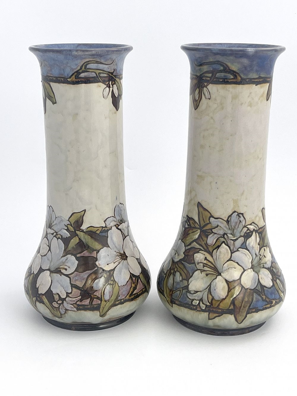 Eliza Simmance | Vases, bulbous cylindrical form decorated with azaleas ...