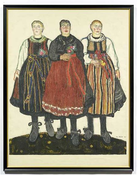 Edouard Vallet | Trois Valaisannes (1917) | MutualArt