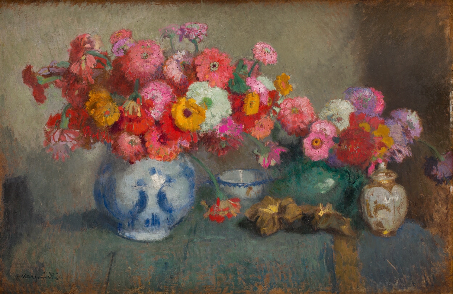 Alfons Karpiński | Still life with zinnias | MutualArt