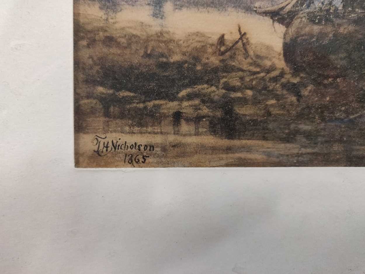 Thomas Henry Nicholson | Beached fishing boats at dusk (1865) | MutualArt