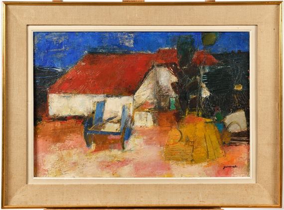 Paul Guiramand | Cour de ferme aux toits rouges | MutualArt