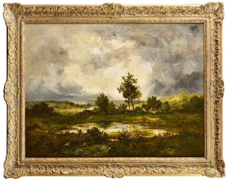 Léon Richet | Pond under a stormy sky | MutualArt