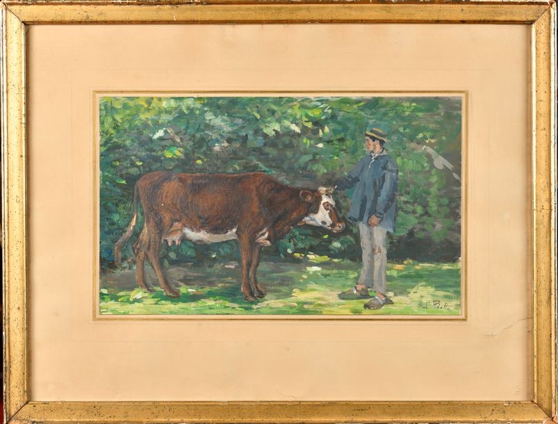 Ludovic Piette | Farmer and his cow | MutualArt
