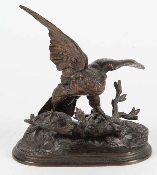 Jules Moigniez | Bird taking flight Proof in bronze with a shaded ...