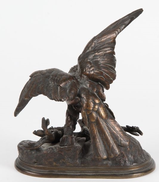 Jules Moigniez | Bird taking flight Proof in bronze with a shaded ...