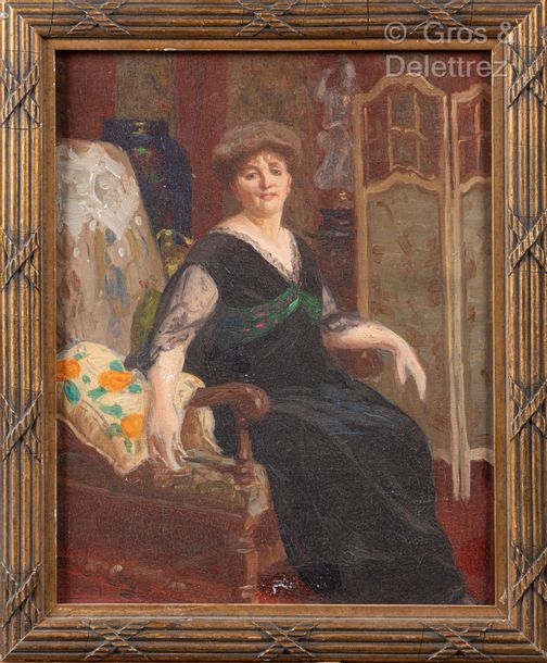Henri Marius Camille Bouvet | Portrait of an Elegant Woman in a Black ...
