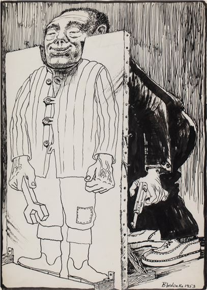 Bronisław Wojciech Linke | Rysunek satyryczny, 1953 r. | MutualArt