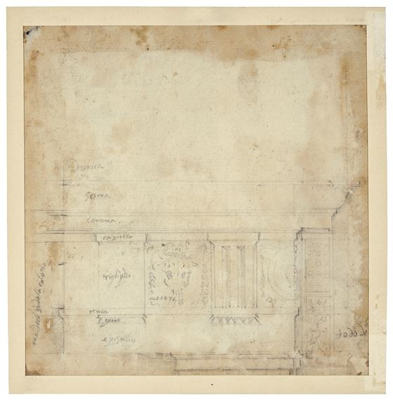 Bernardino Poccetti | Tête d’apôtre (recto) ; Esquisse architecturée ...