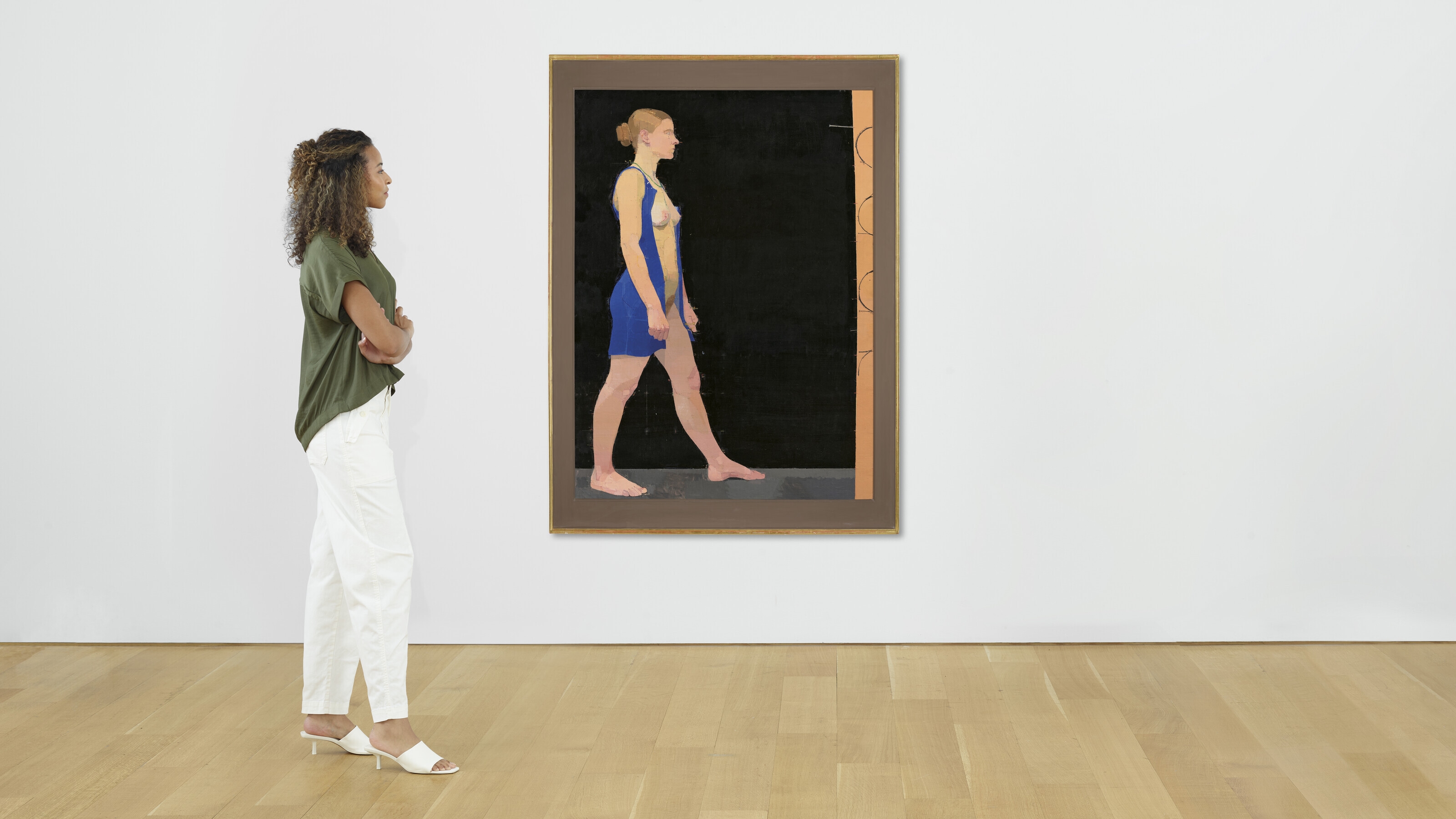 Euan Uglow | Striding Nude, Blue Dress (1978 - 1981) | MutualArt