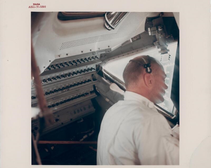 NASA | Apollo 11] Buzz Aldrin inside the LM Eagle during the outbound ...