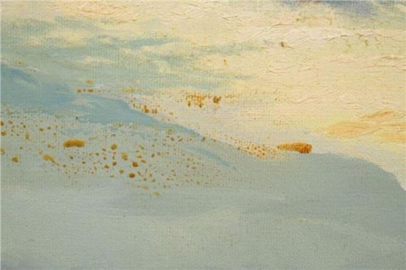 Victor Mazur | A landscape with a thatched hut, mountains and horses ...