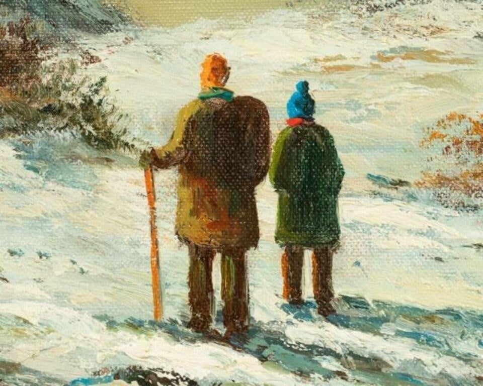 Albrecht Brinkmann | A snowy landscape with people walking toward a ...