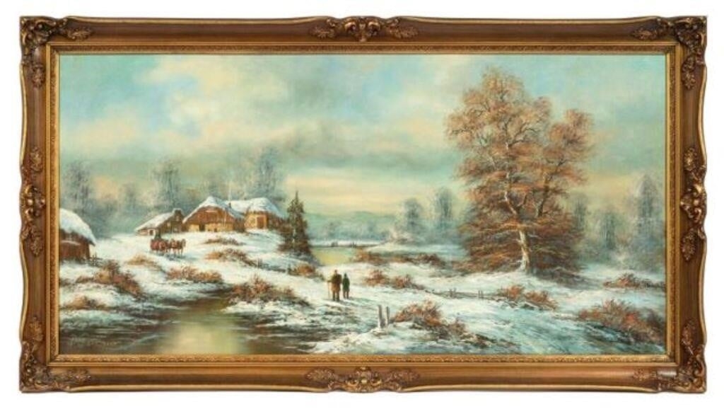Albrecht Brinkmann | A snowy landscape with people walking toward a ...
