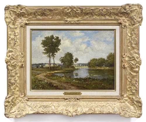 Léon Richet | A woman walking by the river bank | MutualArt