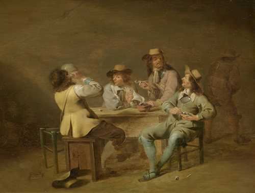 Jan Olis | An interior with men smoking and drinking | MutualArt