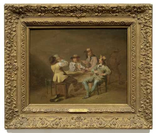 Jan Olis | An interior with men smoking and drinking | MutualArt