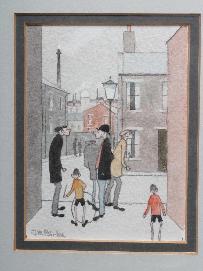 Geoffrey W. Birks | Figures Chatting on a Street Corner | MutualArt