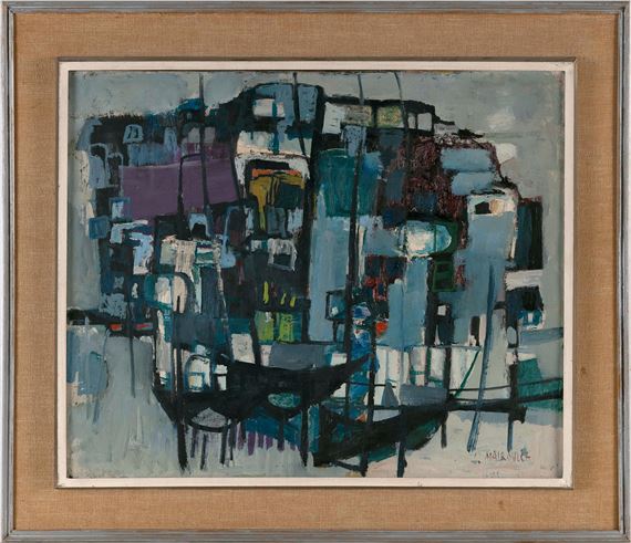 Zvi Mairovich | Harbor scene, likely Haifa. | MutualArt